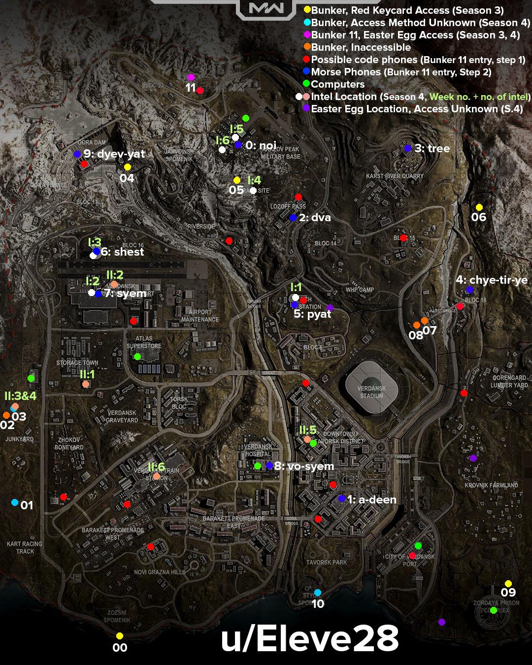 Call of Duty: Warzone Map for Bunkers, Intel, and Easter Eggs Locations